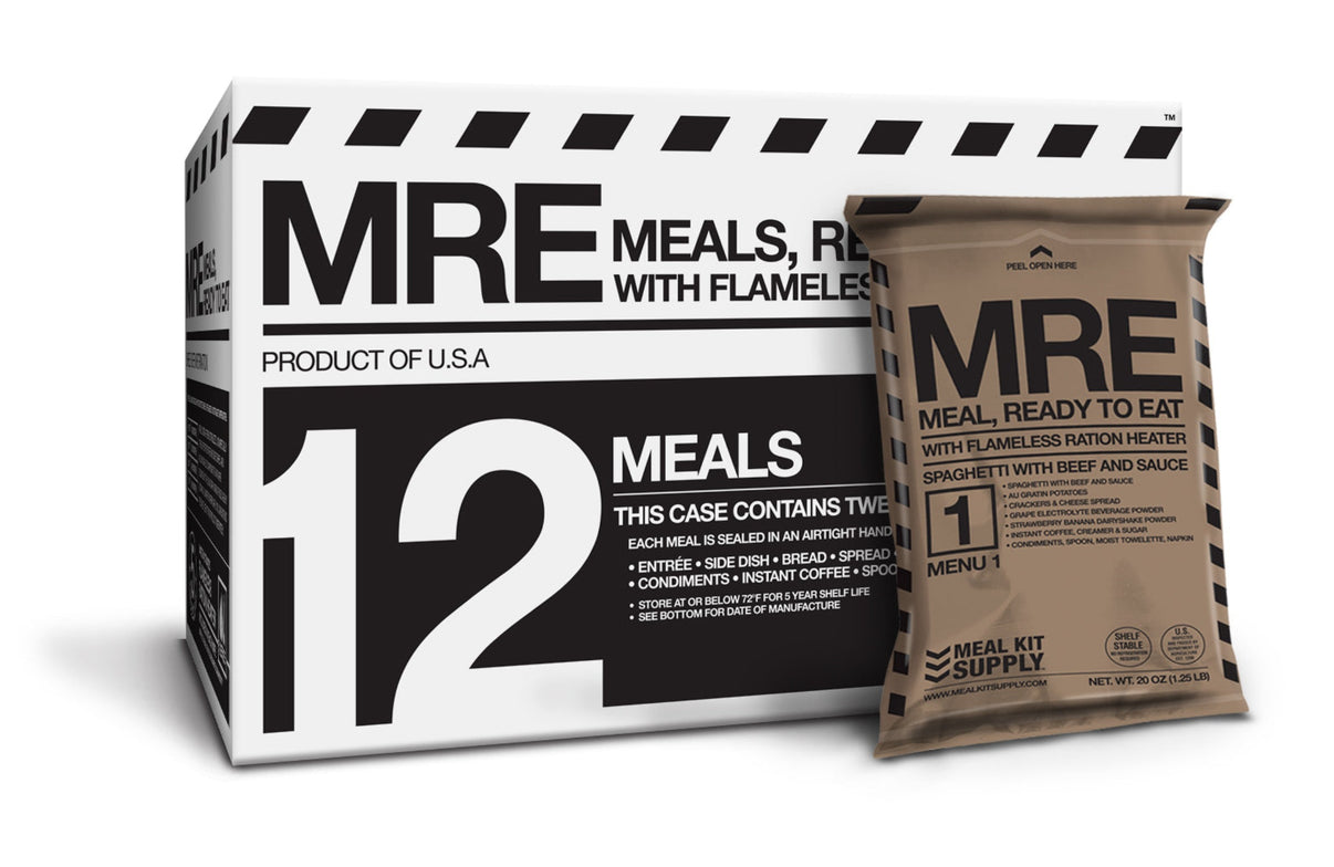 Meal Kit Supply MRE 12-Pack | Flameless Ration Heaters 5-Yr Shelf Life